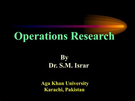 Operation Research And Optimization Academic Ppt Healthcare Industry Industries