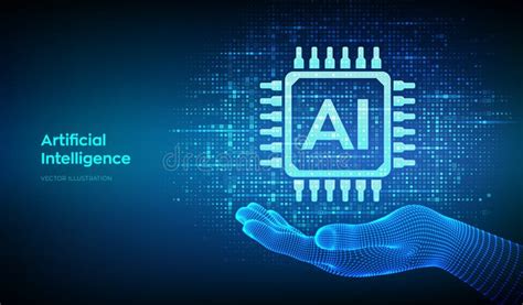 Ai Artificial Intelligence Ai Icon Made With Binary Code In Wireframe