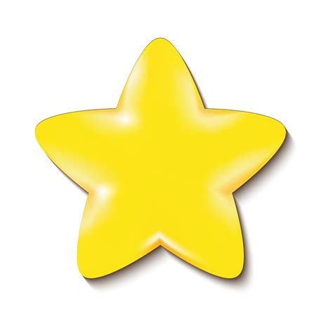 Cute 3D Star Shape Glowing Cartoon Golden Yellow Color With Shadow
