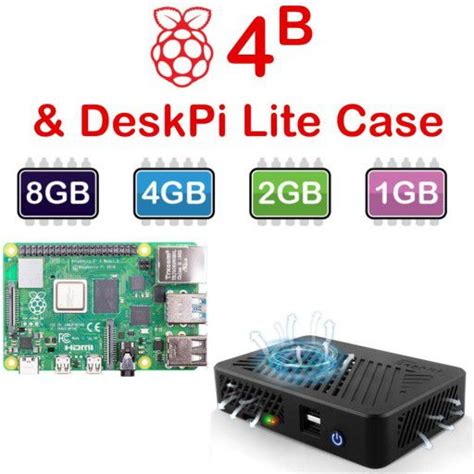 Deskpi Lite Case With Heatsink Fan For Raspberry Pi 4 Model B And Kits