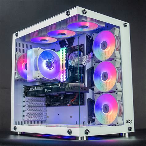 Aigo Ar12 흰색 120mm Rgb 팬 환풍기 Pc 게이머 컴퓨터 케이스 키트 팬 냉각 쿨러 12cm 속도 조정 12v Argb 팬 Ventoinha