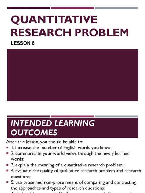 Lesson 6 Quantitative Research Problem Experiment Question