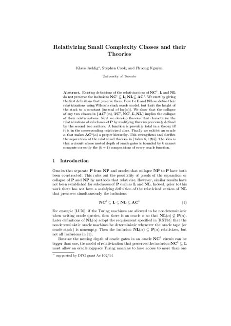Pdf Relativizing Small Complexity Classes And Their Theories