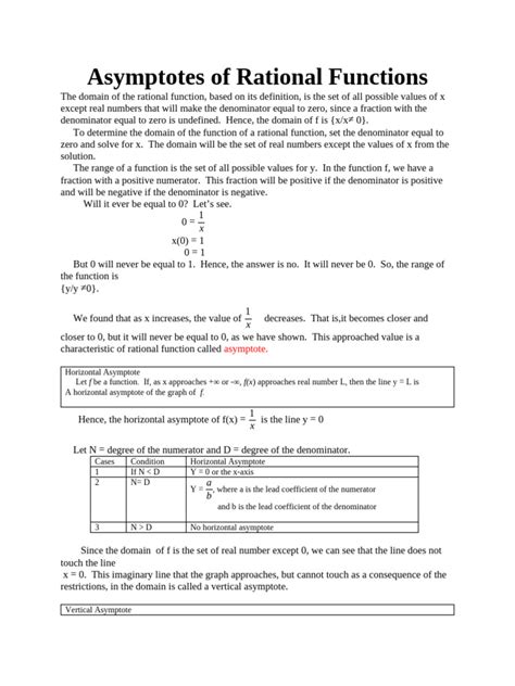 Asymptotes Of Rational Function Pdf Asymptote Function Mathematics