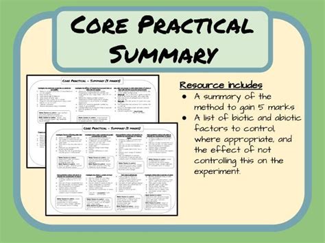 International As Biology Core Practical Summary In Preparation For Unit
