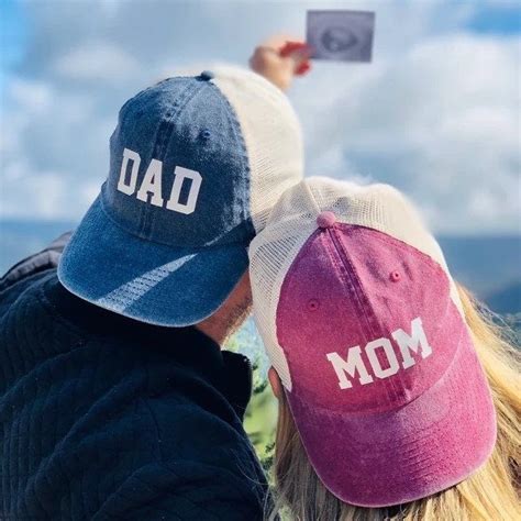 Mom And Dad Hats Pregnancy Announcement Hat Gender Reveal Hats