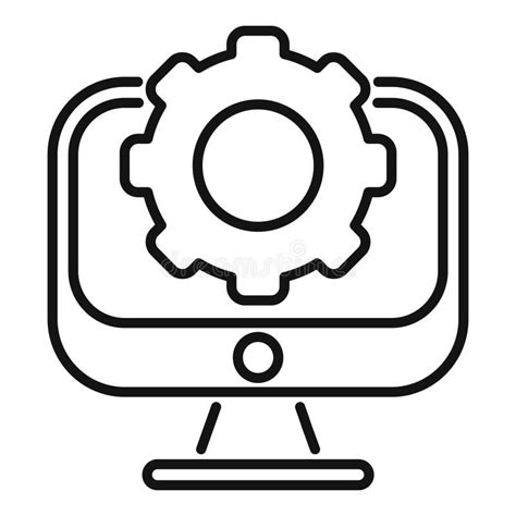 Computer Showing Big Gear For Configuring Operating System Stock
