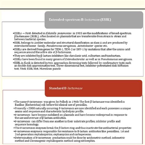 Differences Between Extended Spectrum β Lactamases Esbls And Standard Download Scientific