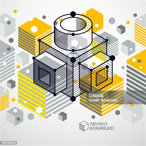 큐브 및 줄으로 만든 엔지니어링 기술 노란색 벡터 3d 벽지 엔지니어링 시스템 추상적인 기술 배경 그림입니다 추상적인 기술 배경입니다 0명에 대한 스톡 벡터 아트 및 기타