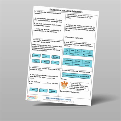Year 3 Recognising And Using Determiners Mixed Activity Resource Classroom Secrets