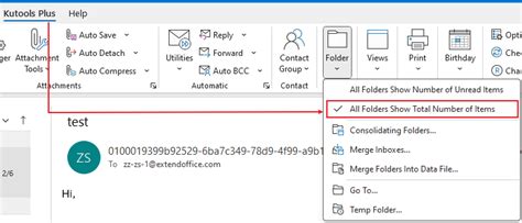 how to count the total number of items emails in all folders in outlook