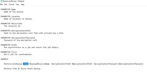 Example Of Cmdlet Restore Azsbackup Incorrect · Issue 1299