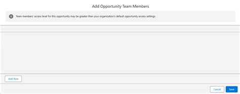 Permissions Add Opportunity Team Member Not Showing Anything Except Add Row Cancel And Save