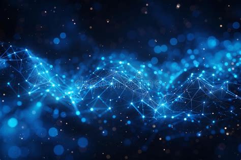 Digital Image Of Abstract Blue Background With Polygonal Wireframe And