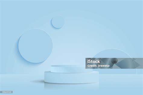 배경 벡터 연단과 최소한의 밝은 파란색 파스텔 장면 최소한의 추상 배경 3d 렌더링 기하학적 모양 밝은 파란색 파스텔과 3d 연한 파란색 렌더링 파란색 배경에 대한 스톡