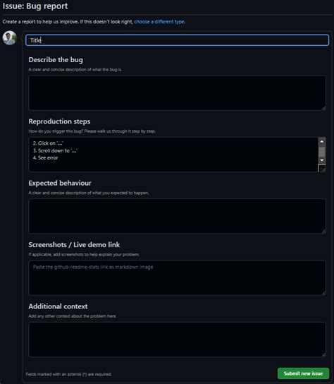 Feature Request Prevent People From Submitting An Empty GitHub Issue