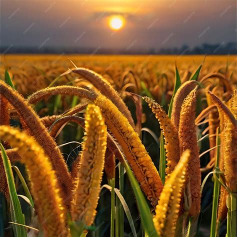 Premium Photo Imagine A Field Of Golden Millets Genarated By Ai