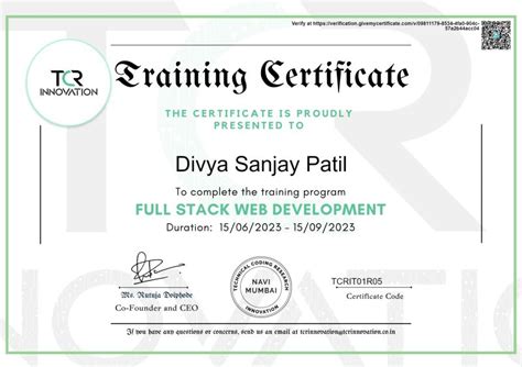 Divya Patil On Linkedin Certification Tcrinnovation