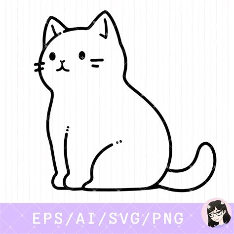 Cute Cat Outline Svg Cut File Kawaii Kittens Cute And Cat Etsy