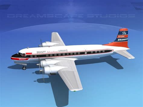 Douglas Dc 6 Braniff International 3d Model Rigged Cgtrader