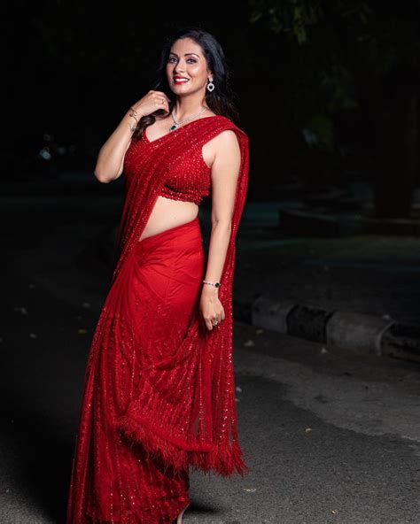 Spellbinding Clicks Of Sadha In Red Saree Glam Actress