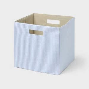13x13 Fabric Decorative Storage Bin Seersucker Blue Brightroom