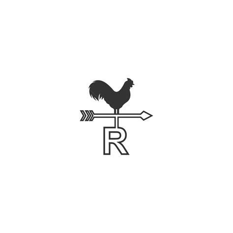 Vector Design Of A Rooster Weathervane Icon Incorporated Into A Letter