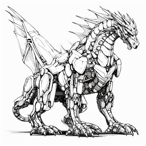 Premium Vector Fighter Dragon Robot Sketch