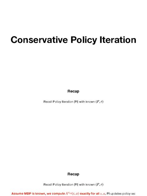【ppt】conservative Policy Iteration Pdf Mathematical Logic Algorithms