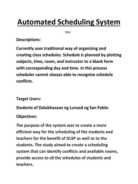 Automated Scheduling System Pdf Computing Computing And Information Technology