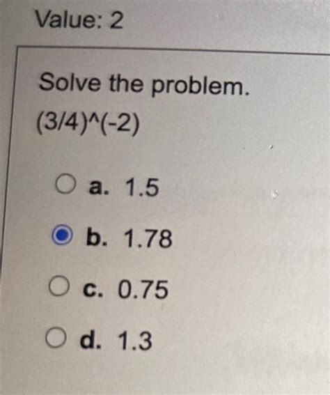 Solved Select The Correct Answer For 36∧ −2 A 0 03 B 72