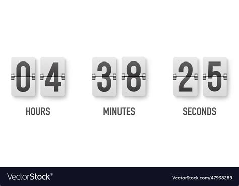 Realistic Flip Countdown Clock Counter Timer Flat Vector Image