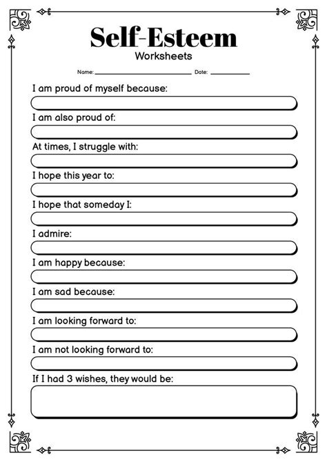Improving Self Esteem Worksheets 4 Free Printable Self Esteem