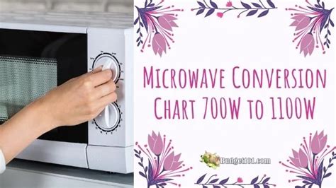 Microwave Conversion Chart 700 Watts To 1100 Watts By Budget101
