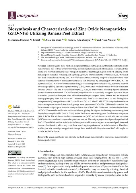 Pdf Biosynthesis And Characterization Of Zinc Oxide Nanoparticles