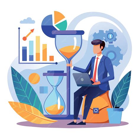 시간 관리 또는 직원 시간표 분석 시간 추적 효율성 또는 생산성 작업 프리미엄 Ai 생성 벡터