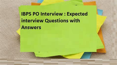 IBPS PO Interview Expected Interview Questions With Answers
