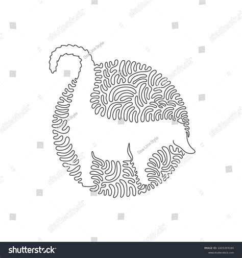 Single Curly One Line Drawing Cute Stock Vector Royalty Free