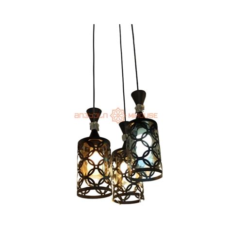 ჭერის სანათი მეტალის შუშით სამიანი შავი Mh 23212