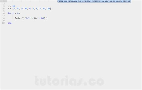Arrays Matlab Imprimir Vector Orden Inverso