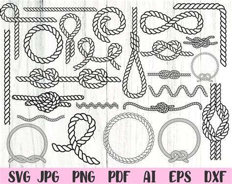Rope And Knots Clipart Set On Wood Background With Text Example For Svg