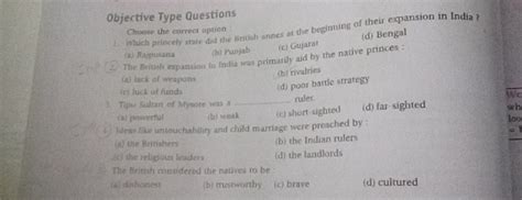 Objective Type Questions Choose The Correct Option 1 Which Princely S