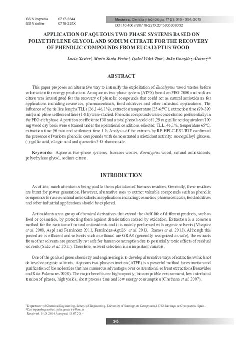 Pdf Application Of Aqueous Two Phase Systems Based On Polyethylene