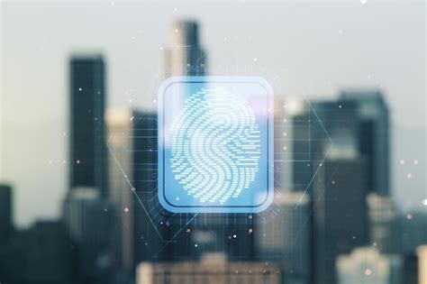 Premium Photo Multi Exposure Of Virtual Abstract Fingerprint Illustration On Blurry Skyline