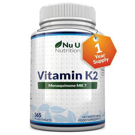 Vitamin K2 Mk 7 200mcg 365 Vegetarian Tablets High Strength