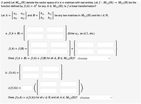 Solved 1 point Let Let T R² R2 be the linear Chegg com