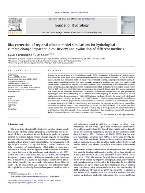 Pdf Bias Correction Of Regional Climate Model Simulations For