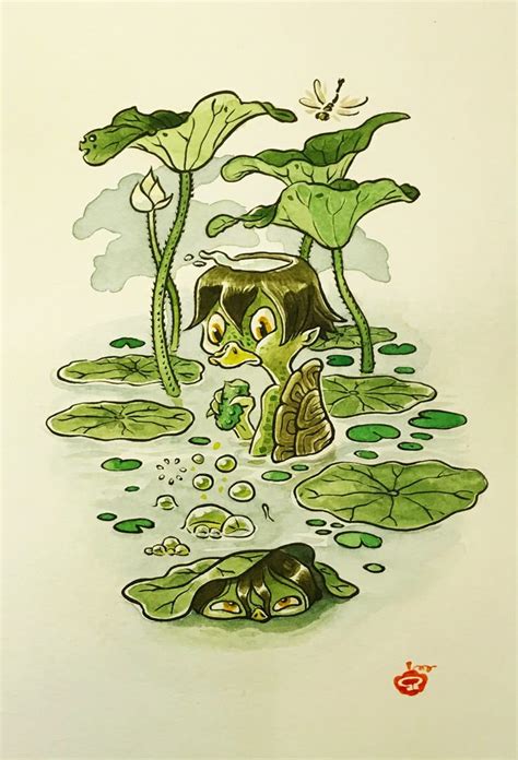 Filthy Inktober Inktober2017 Day18 Kappa Yokai Ukiyoe Tributeto Okko 5cycles Godai 五大