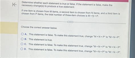 Solved Determine Whether Each Statement Is True Or False If Chegg