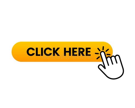 Click Here Button With Hand Pointer Clicking Click Here Web Button Isolated Website Hand